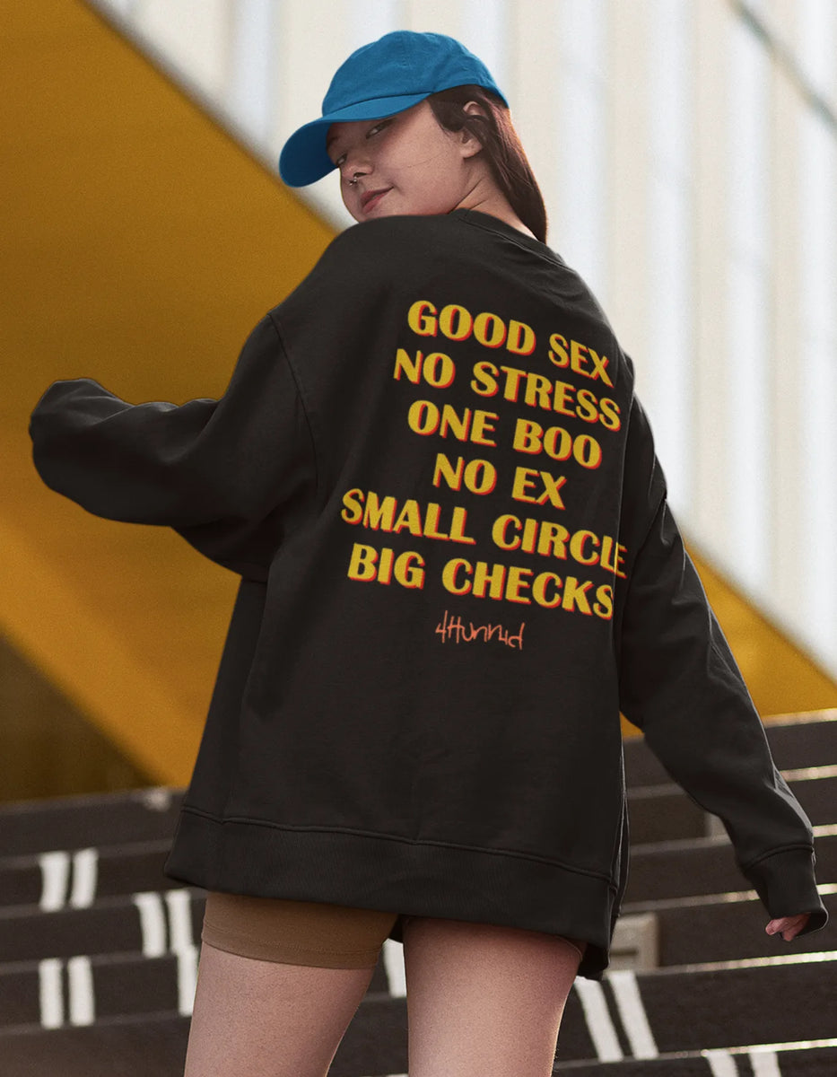 No Stress One Boo Oversized Black Sweatshirt – Teegram.in